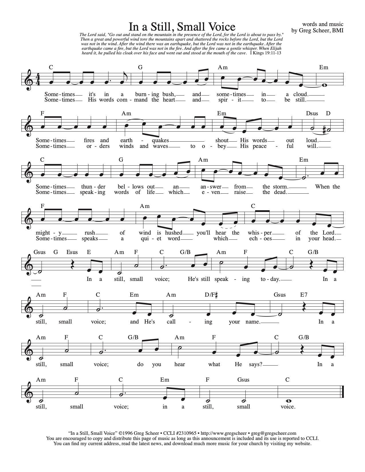 In a Still, Small Voice – Greg Scheer