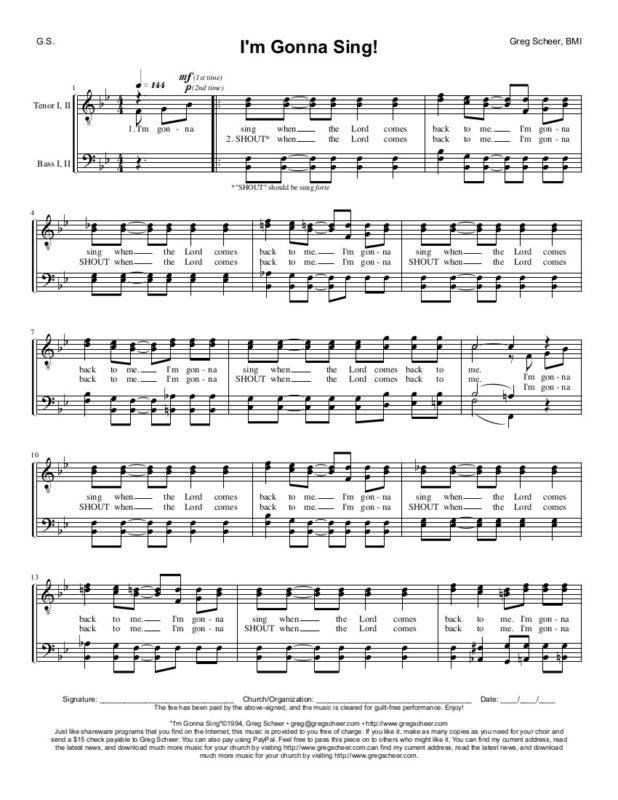 I’m Gonna Sing! – Greg Scheer Music