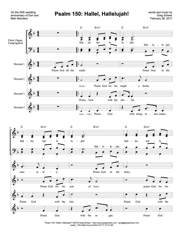 Psalm 150: Hallel, Hallelujah! – Greg Scheer Music