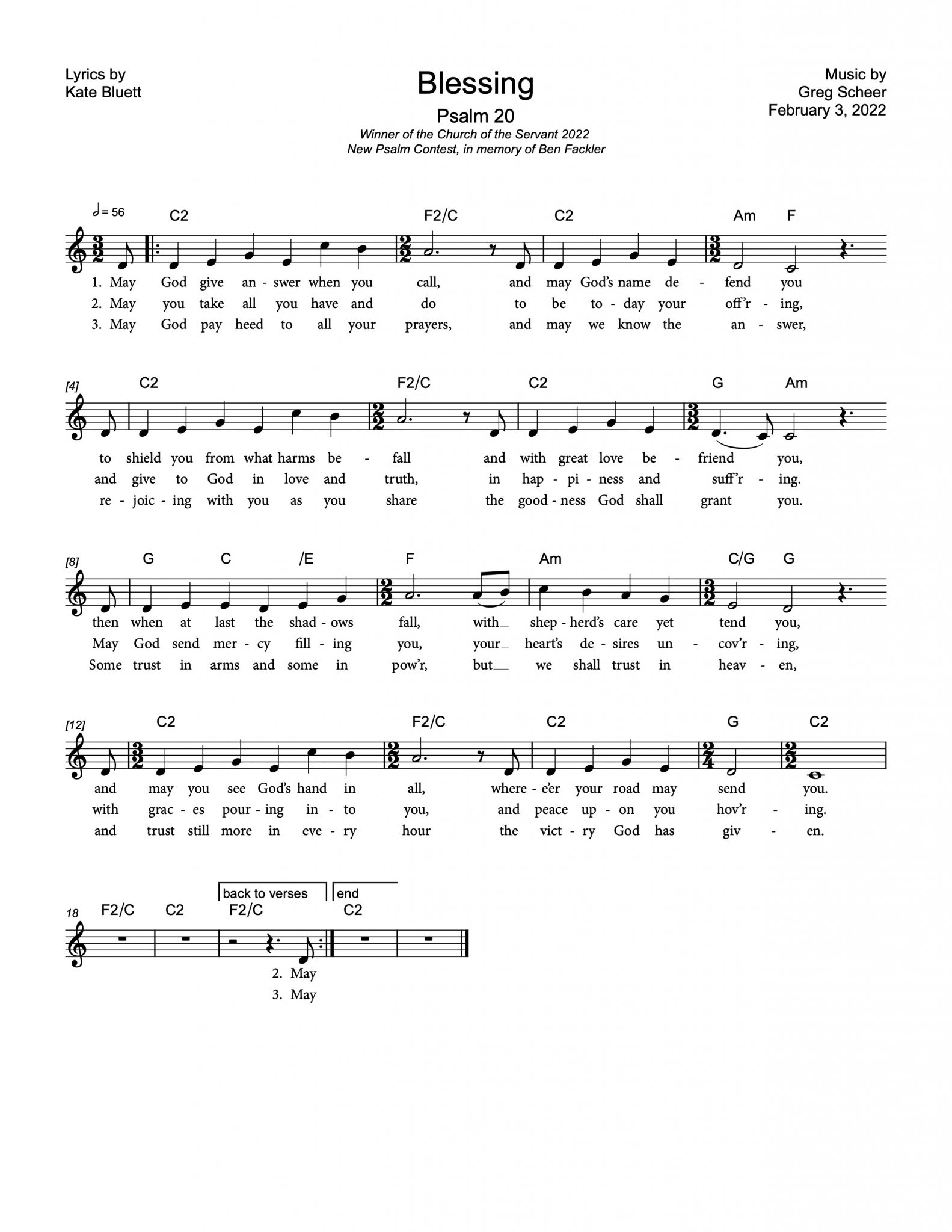 Psalm 20 Blessing Greg Scheer