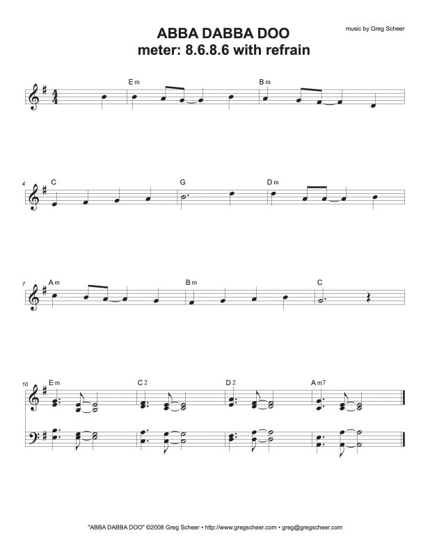 ABBA DABBA DOO – Greg Scheer Music