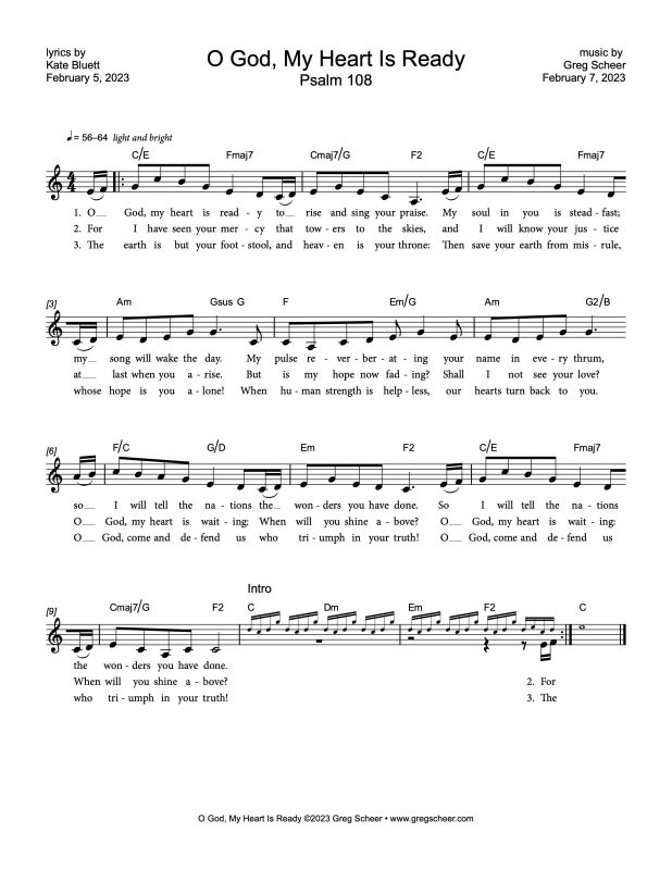Psalm 108: O God, My Heart Is Ready – Greg Scheer Music