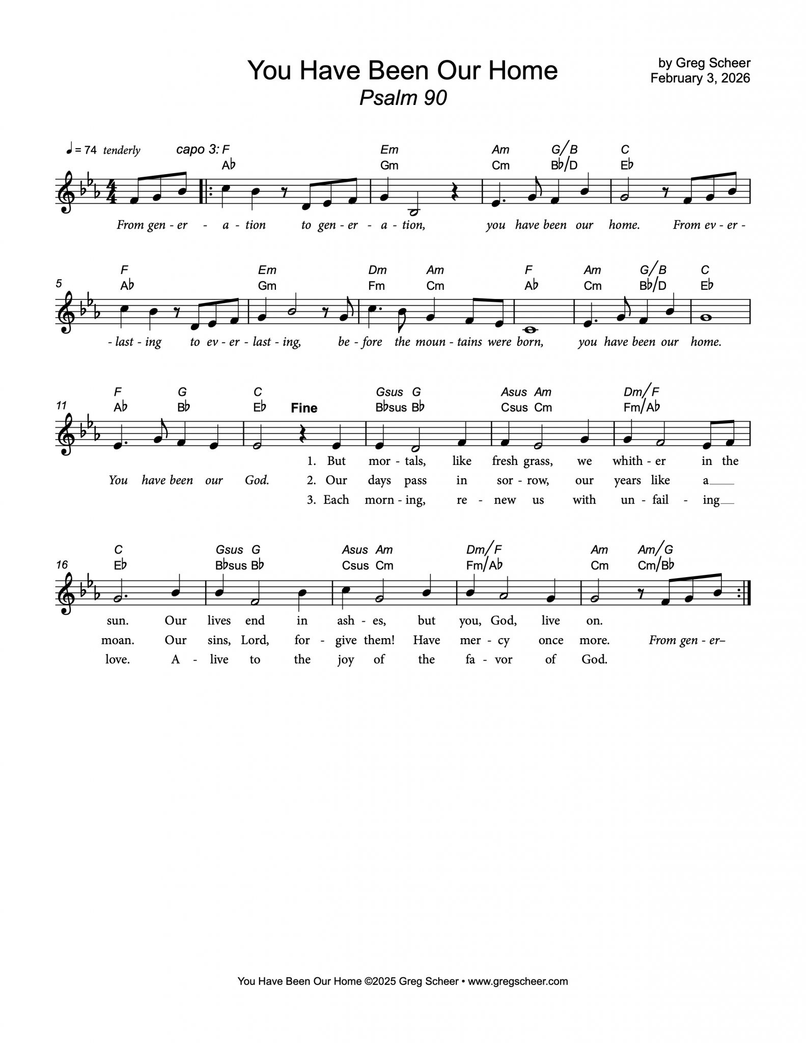 Psalm 90: You Have Been Our Home – Greg Scheer Music